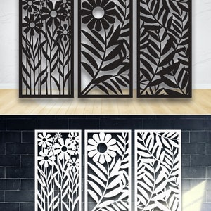 3 Floral Wall Decor Room Divider Partition Privacy Screen Templates ...