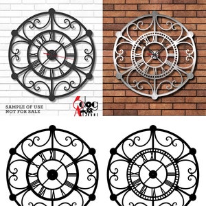 2 Filigree Wall Clock Templates Digital Vector Files Svg Dxf Instant ...