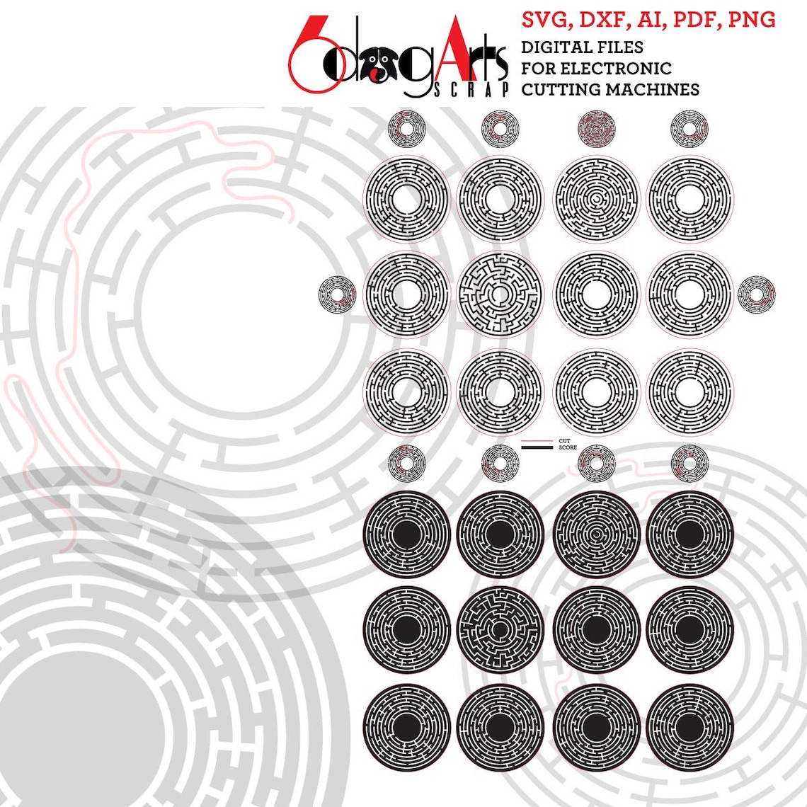 12 Maze Coaster Trivet Templates Bandle SVG DXF Digital Files for Cnc ...
