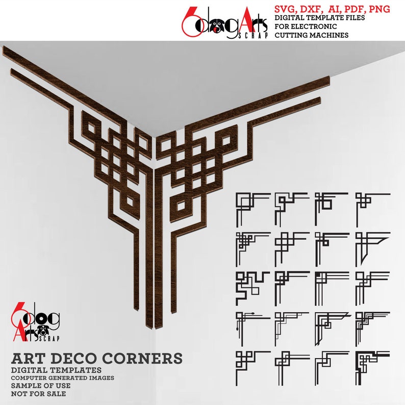 Art Deco Corners SVG DXF Files Bundle Digital Templates Download for ...