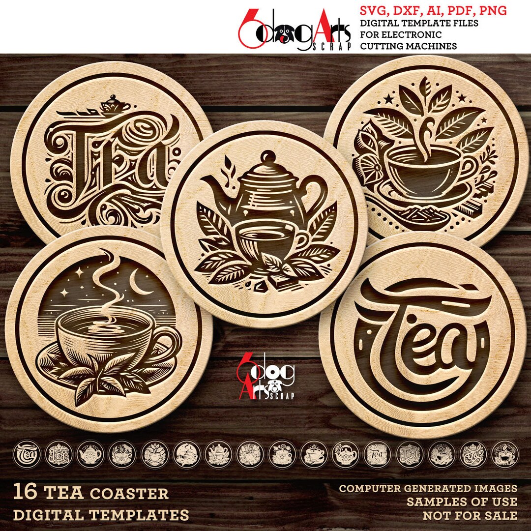 16 Tea Coaster Trivet Wall Decor Templates Digital SVG DXF Files Laser ...