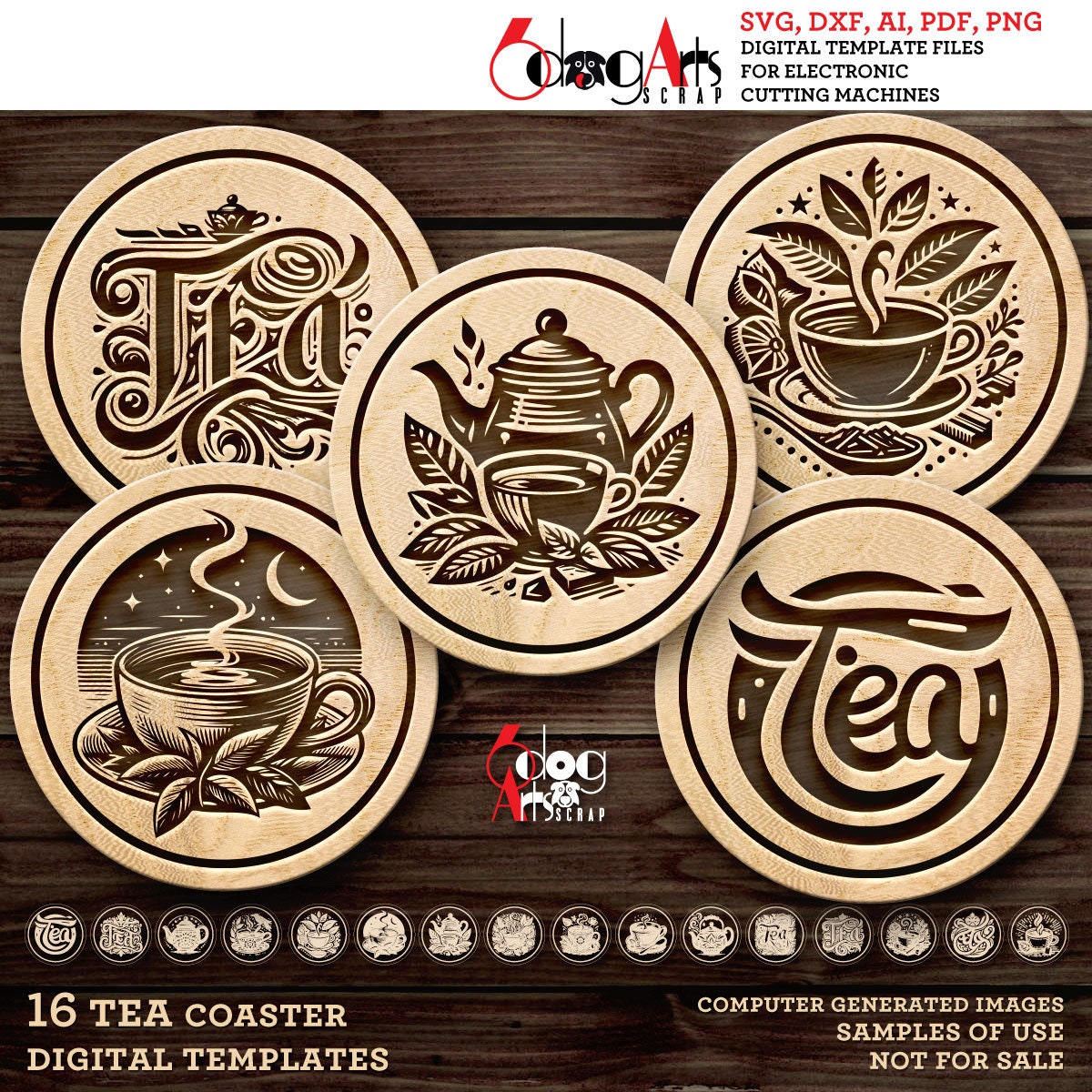 Tea Coaster / Trivet SVG Bundle: 12 Designs for Laser Cutting ...