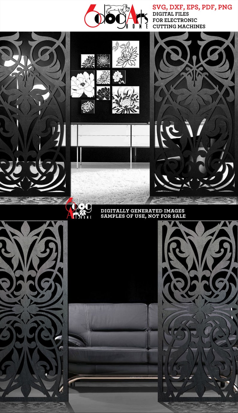 Openwork Grill Gate Room Screen Divider Partition Templates Digital Svg ...