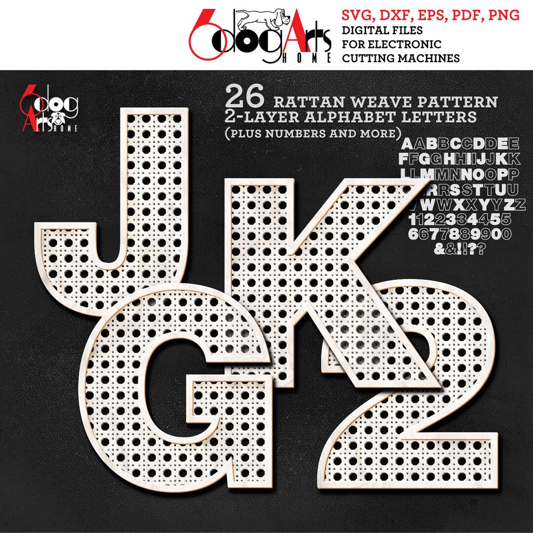 26 Rattan Weaving Pattern Alphabet Letters, Numbers Layered Digital ...