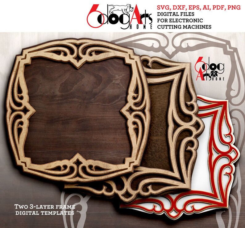 2 Layered Frame Templates Vector Digital SVG DXF Files for - Etsy