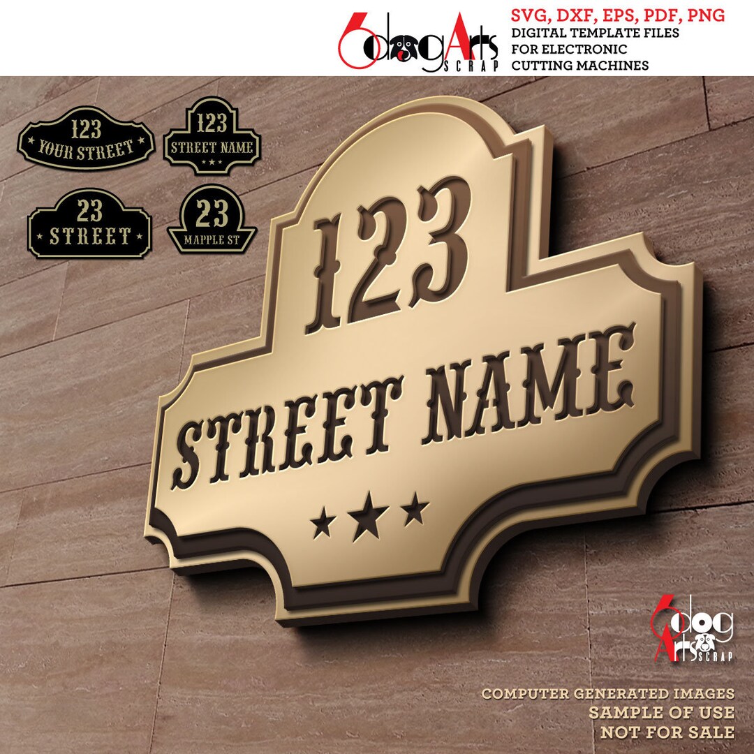 4 DIY Address Door Sign Plaque Digital Templates Svg Dxf Vector Files ...