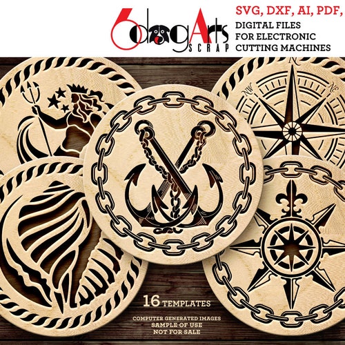 16 Nautical Coaster Trivet Home Decor Templates Vector Digital - Etsy
