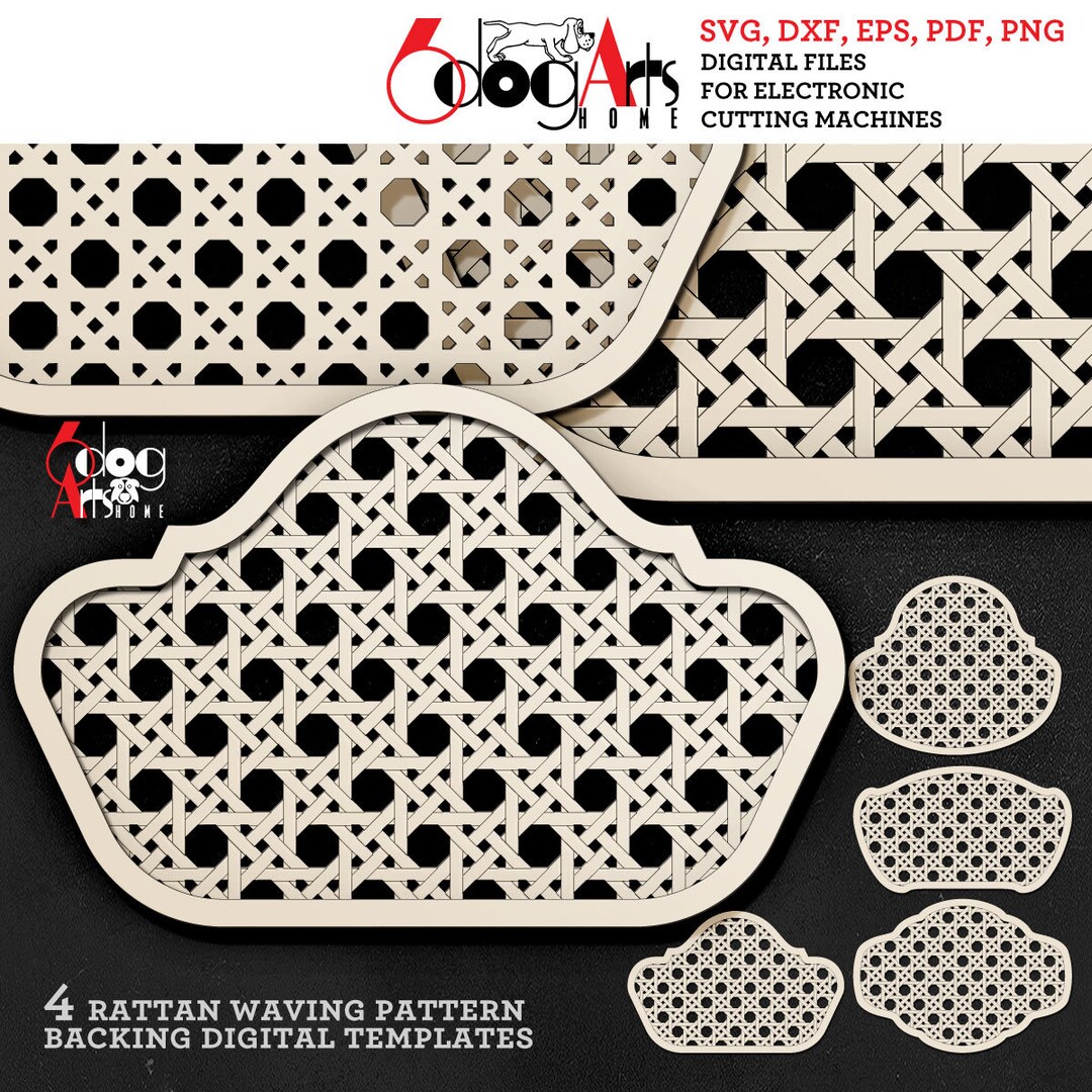 4 Rattan Weaving Pattern Layered Backing Templates Digital SVG DXF ...