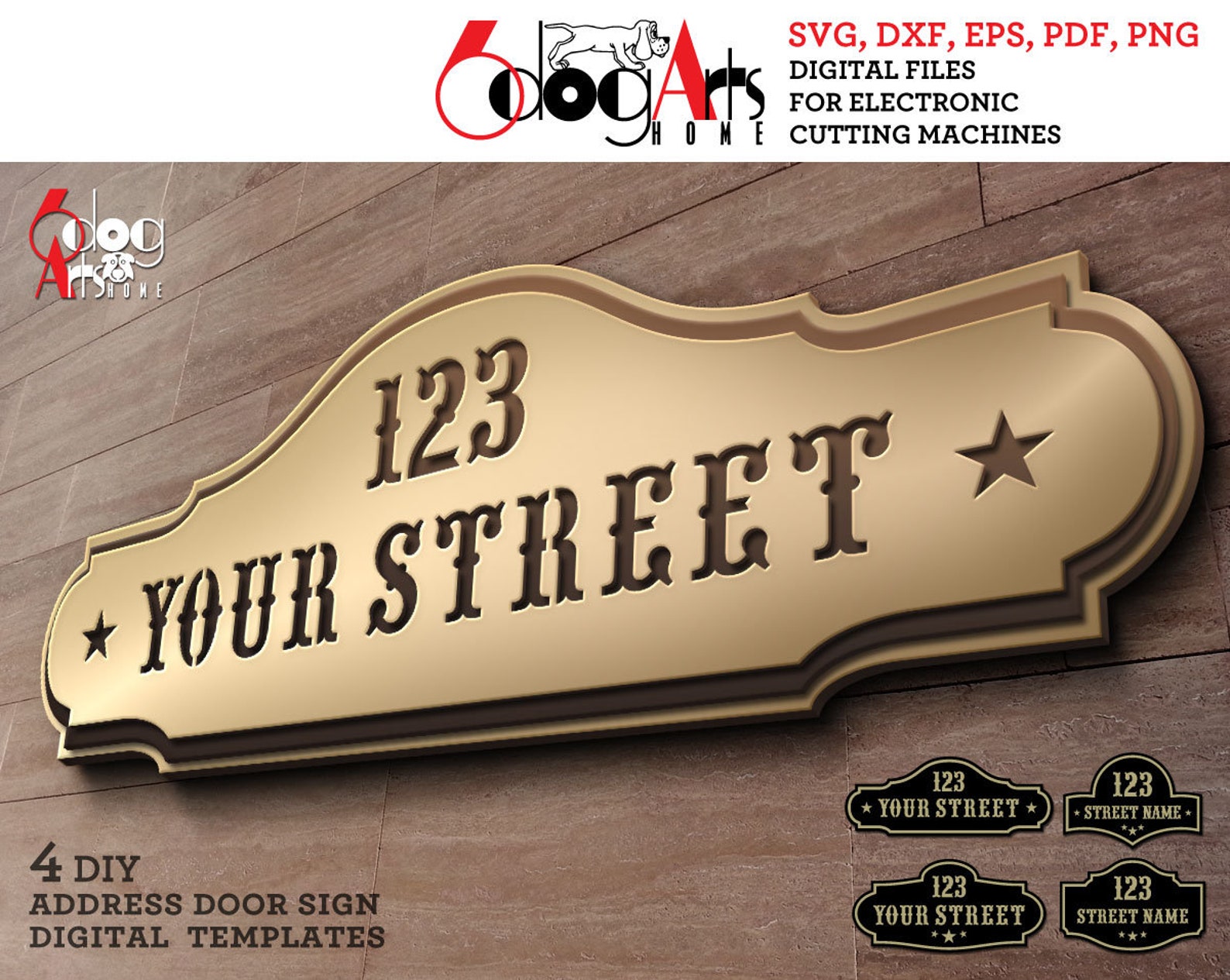 4 DIY Address Door Sign Digital Templates Svg Dxf Vector Files - Etsy