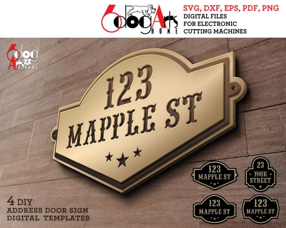 4 DIY Address Door Sign Digital Templates Svg Dxf Vector Files | Etsy