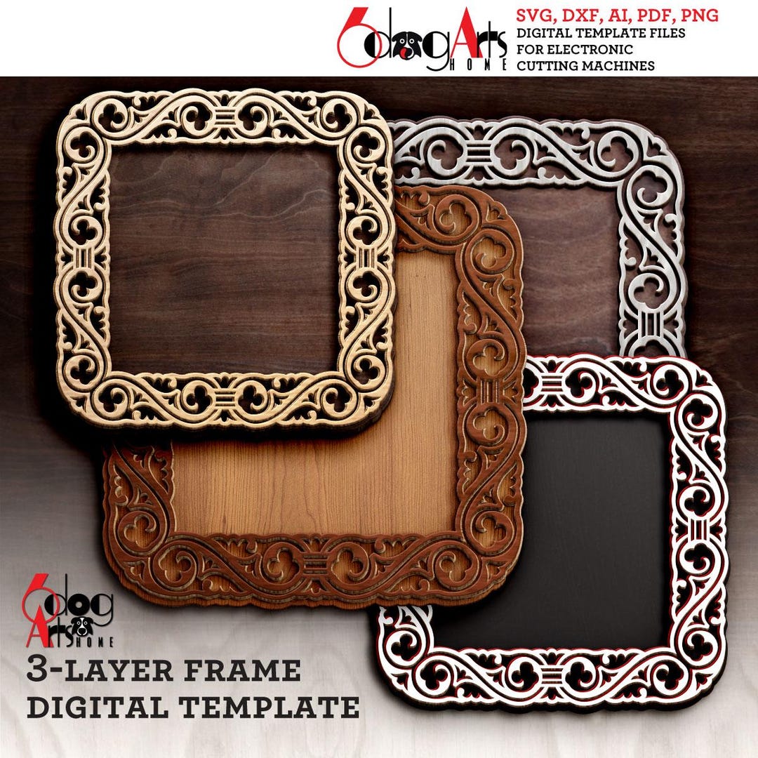 Layered Frame Template: SVG DXF Files for Laser Cutting (digital ...