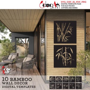 10 Bamboo SVG DXF Wall Decor Stencil Digital Templates Vector Files ...