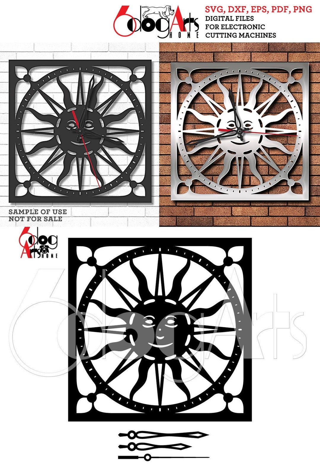 Sun Wall Clock Template Digital Vector Files Svg Dxf Instant - Etsy