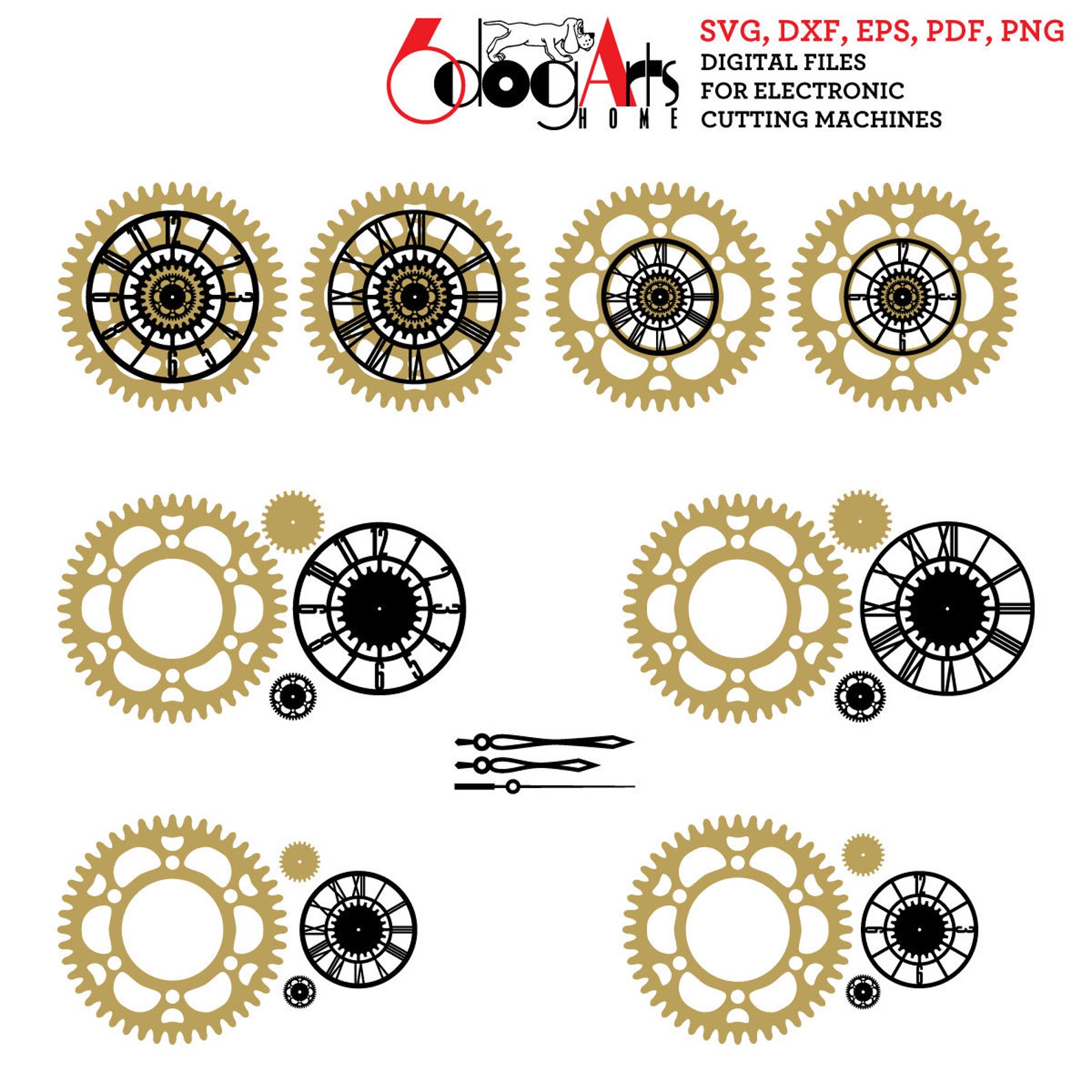 4 Steampunk Wall Clock Face Multilayered Templates Digital Vector Files ...