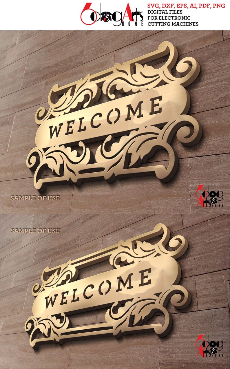 4 Welcome Door Sign Templates Digital Vector Files Svg Dxf Instant ...