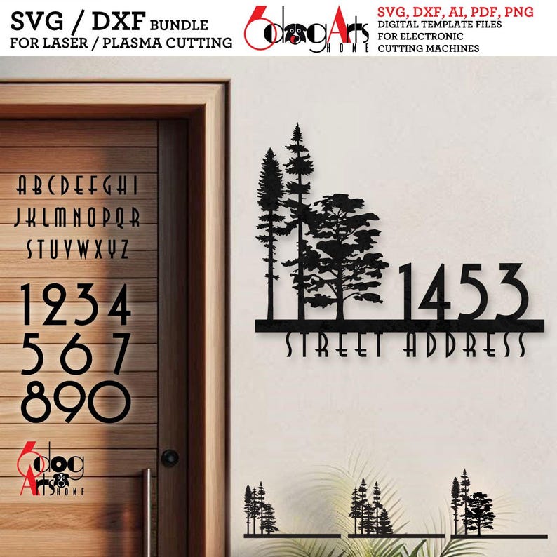 3 Address Sign SVG/DXF Bundle Digital Template Files Download for Laser ...