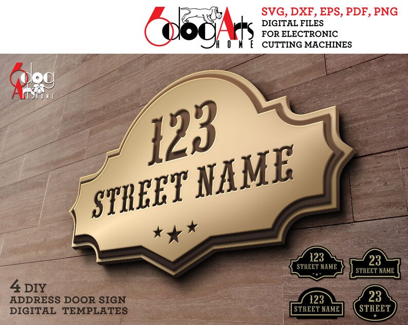 4 DIY Address Door Sign Digital Templates Svg Dxf Vector Files - Etsy
