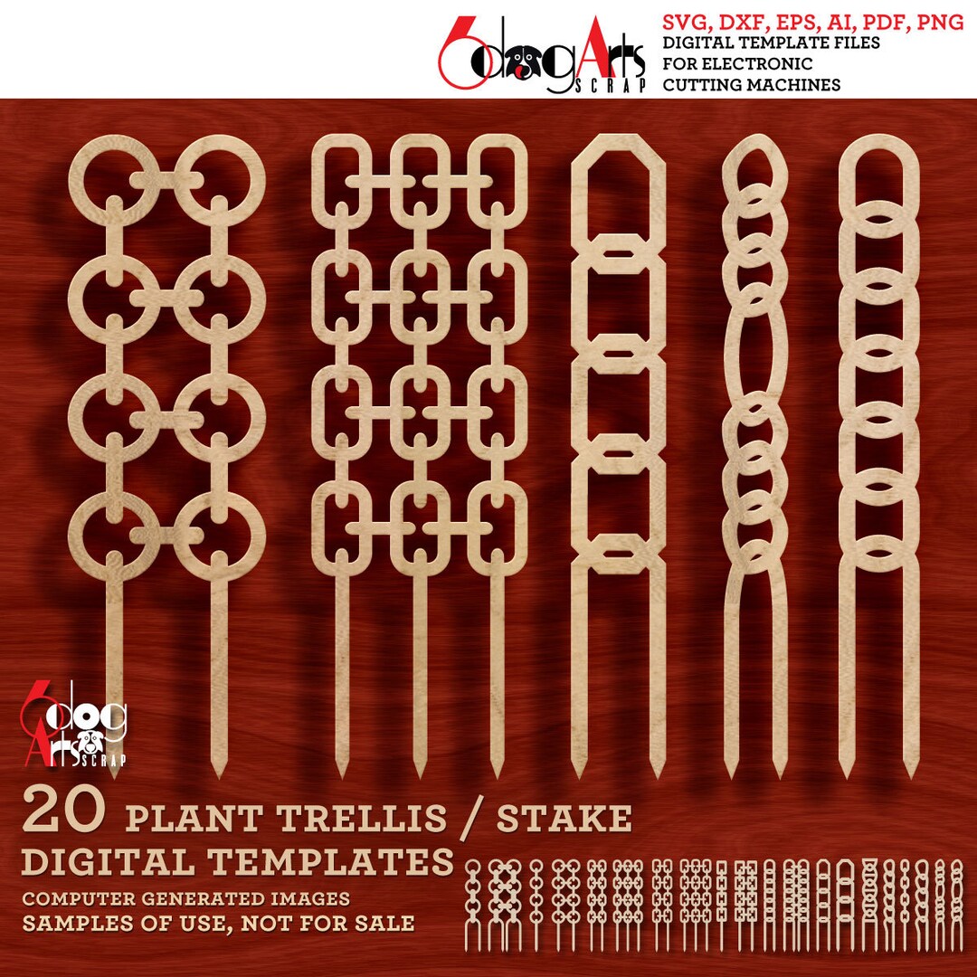 20 Chain Plant Trellis Stake Templates: Laser Cut SVG DXF Files ...
