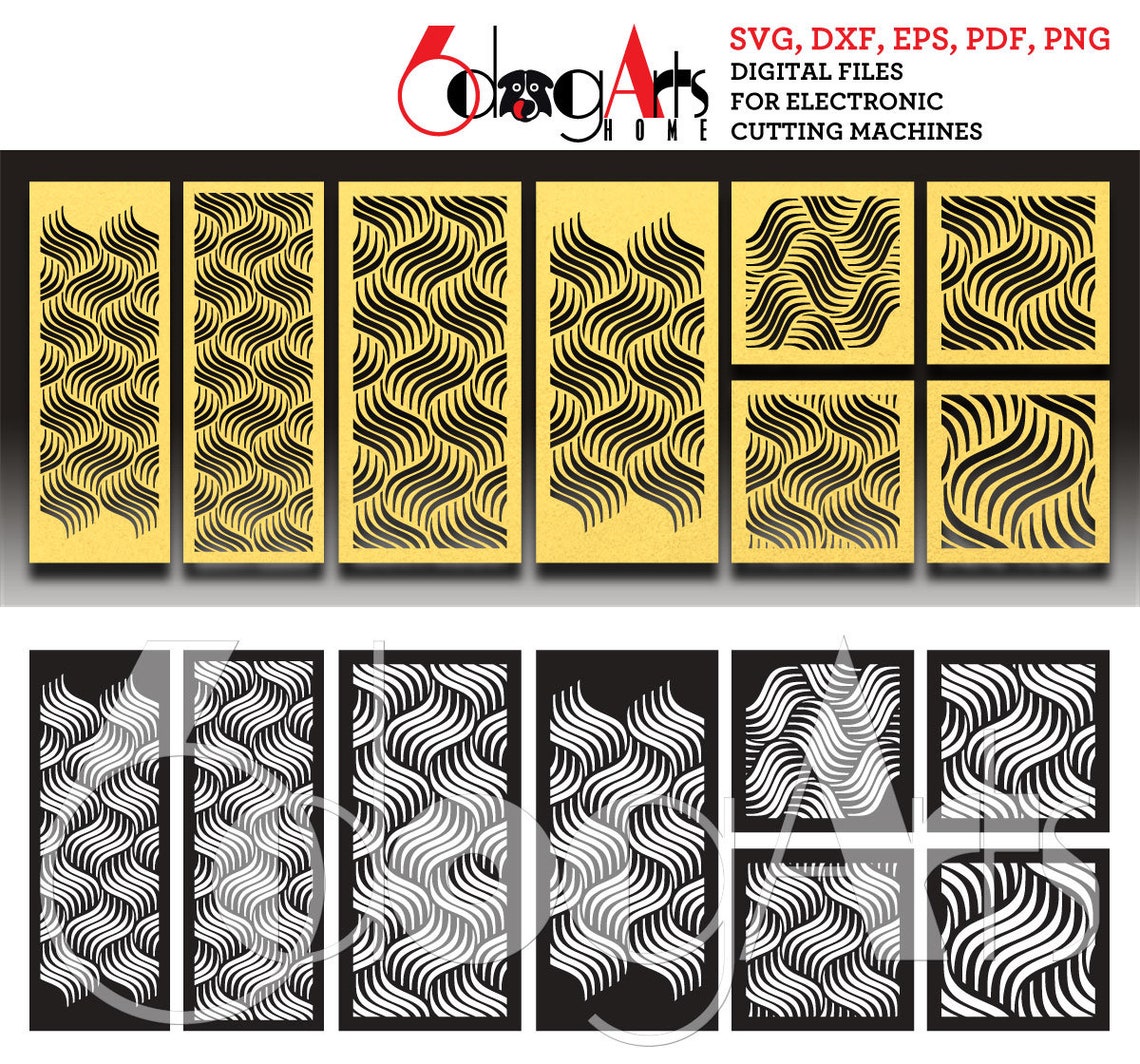8 Wavy Gate Grill Partition Templates Digital Svg Dxf Files Room Screen ...