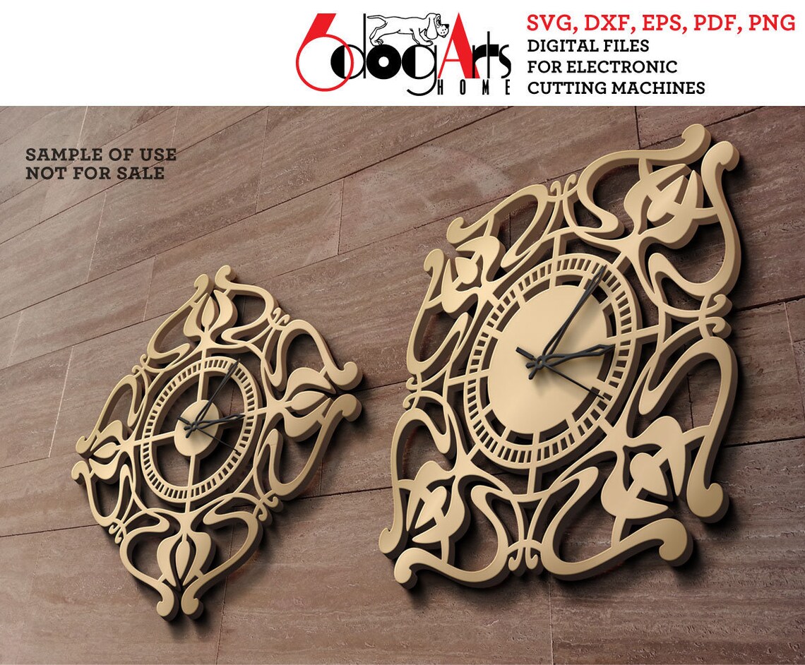 2 Wall Clock Filigree Templates Digital Cut Files Svg Dxf Pdf Eps Png ...