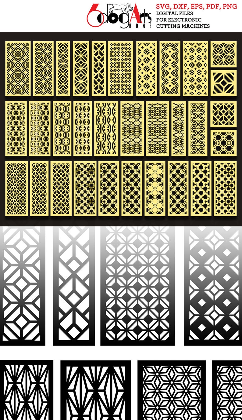 32 Geometric Pattern Grill Templates Digital Svg Dxf Files Room Screen ...