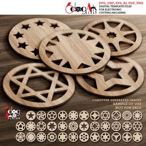 35 Star Coaster Grill Trivet Wall Decor Pendant Digital Templates SVG ...