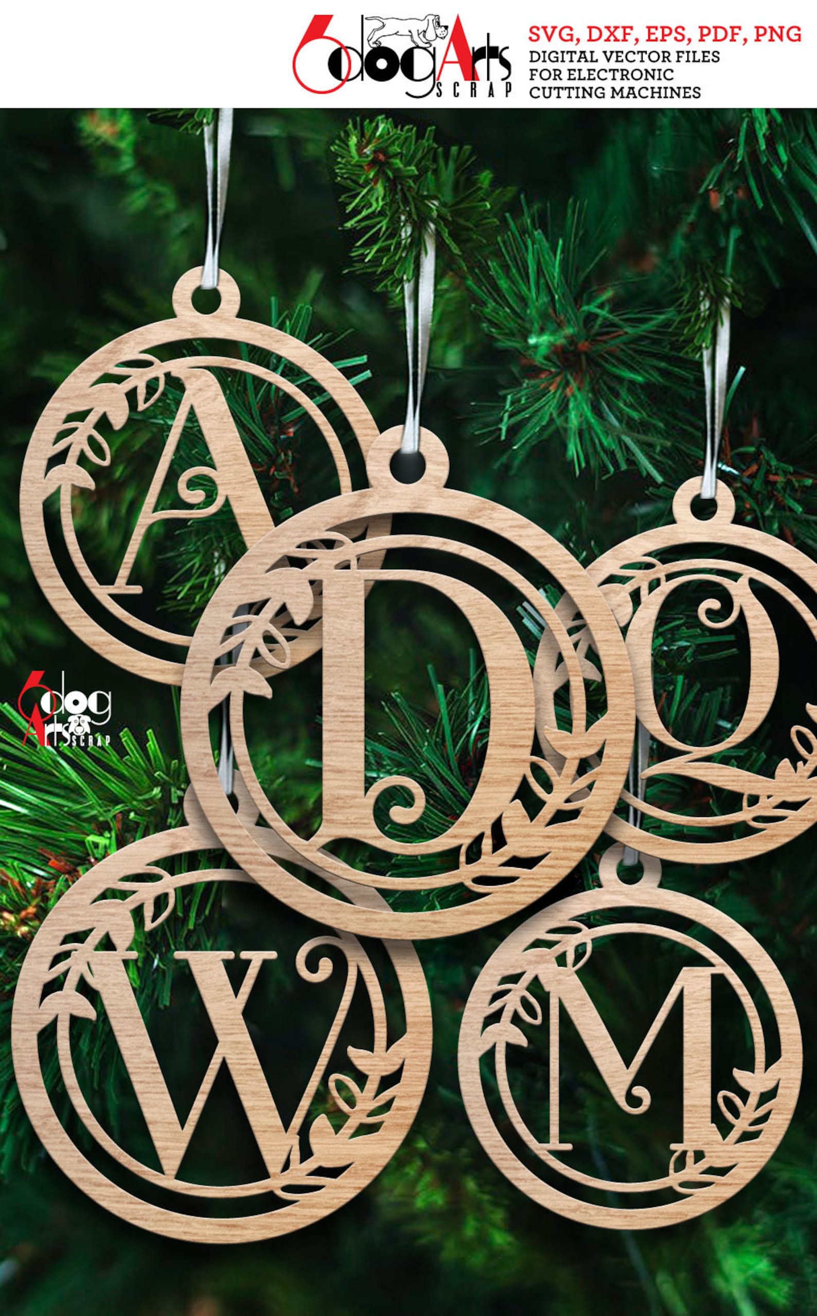 26 Monogram Christmas Ornament Templates Full Alphabet Digital - Etsy
