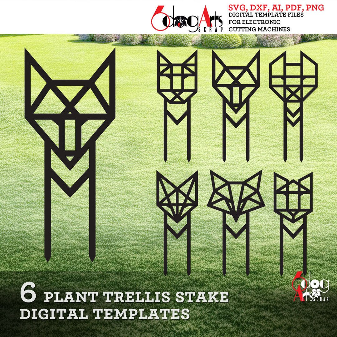 6 Geometric Animals Plant Trellis Stake Templates Vector Digital SVG ...