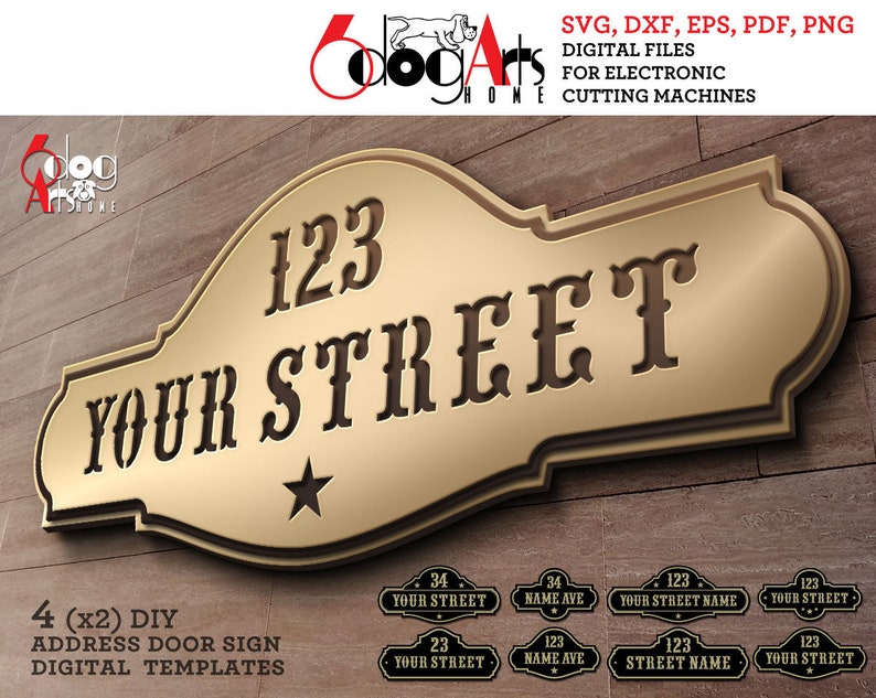 Address Sign / Plaque SVG Templates Bundle: 8 Designs for Cnc Machines ...