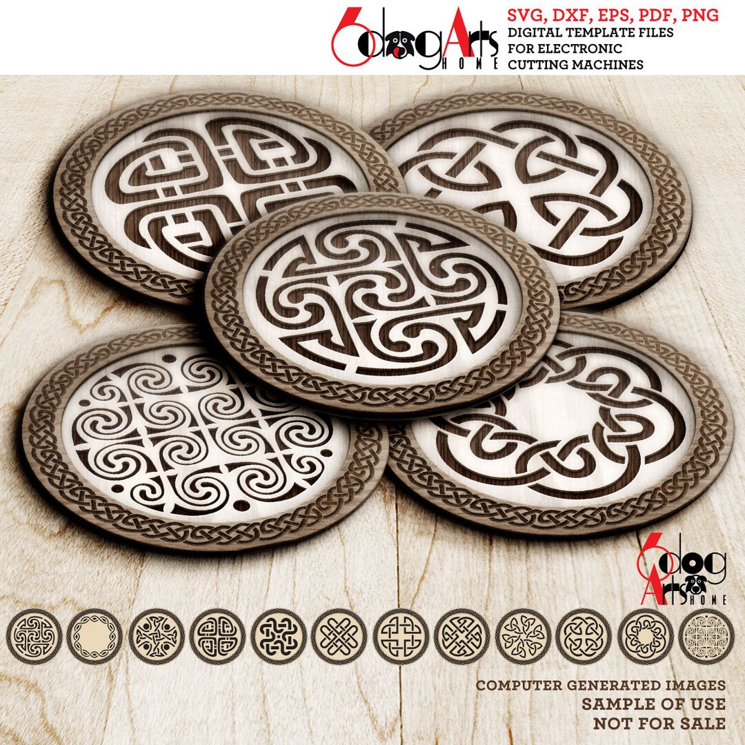 3-layer Celtic Knot Coaster (set of 12) Templates Vector Digital SVG ...
