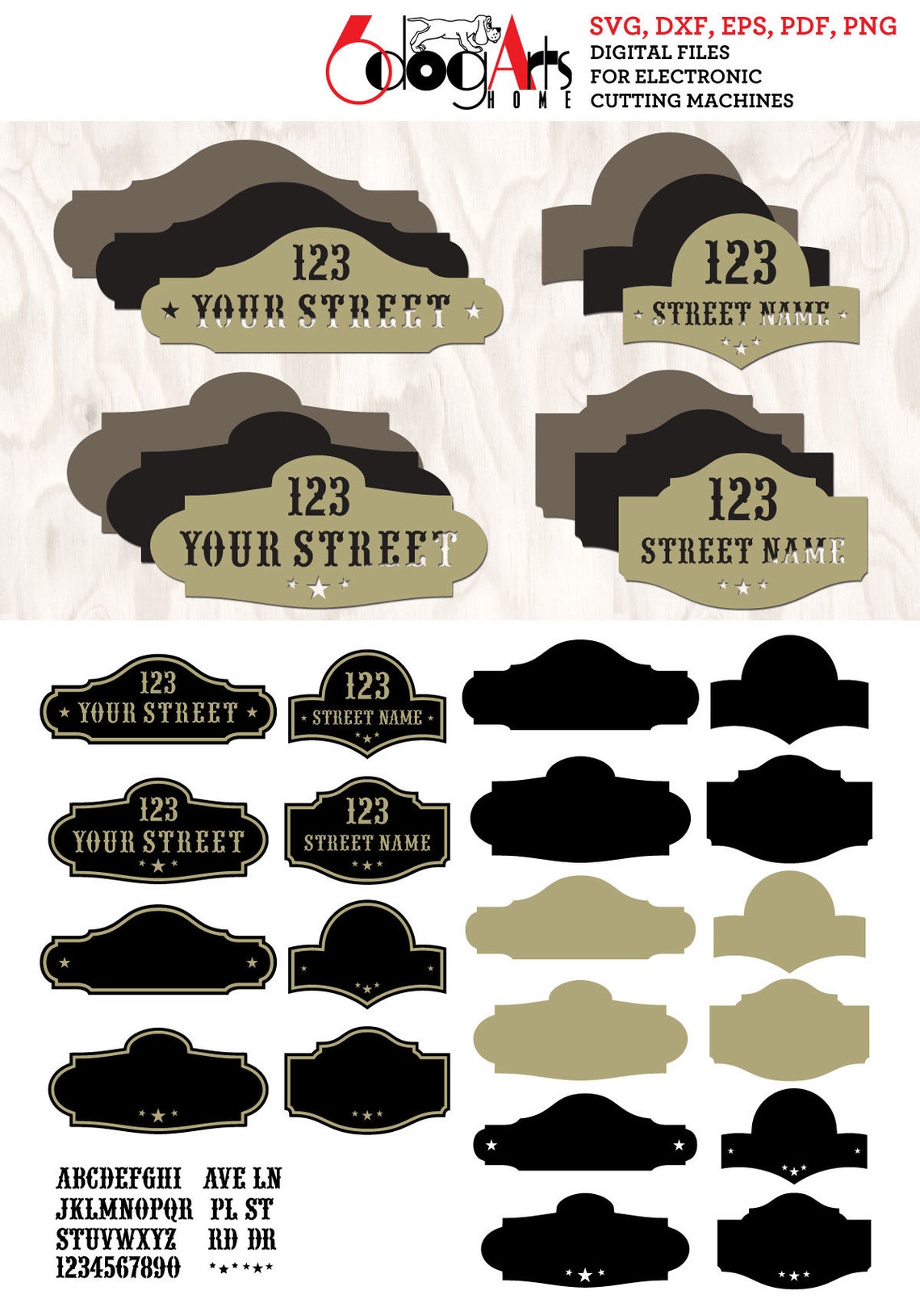 4 DIY Address Door Sign Digital Templates Svg Dxf Vector Files - Etsy