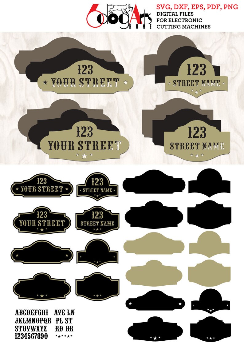 4 DIY Address Door Sign Digital Templates Svg Dxf Vector Files - Etsy
