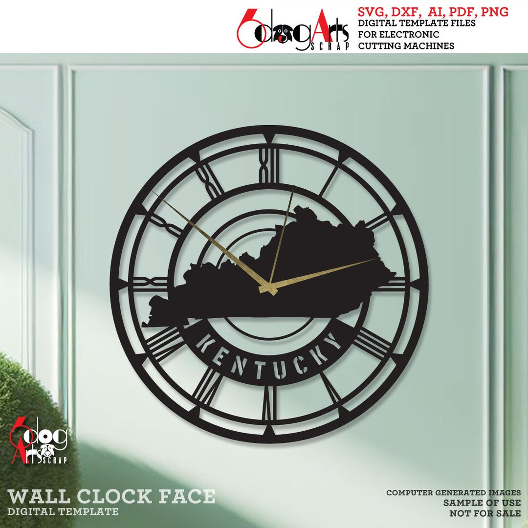 Kentucky State Map Wall Clock Face SVG DXF Digital Template Instant ...