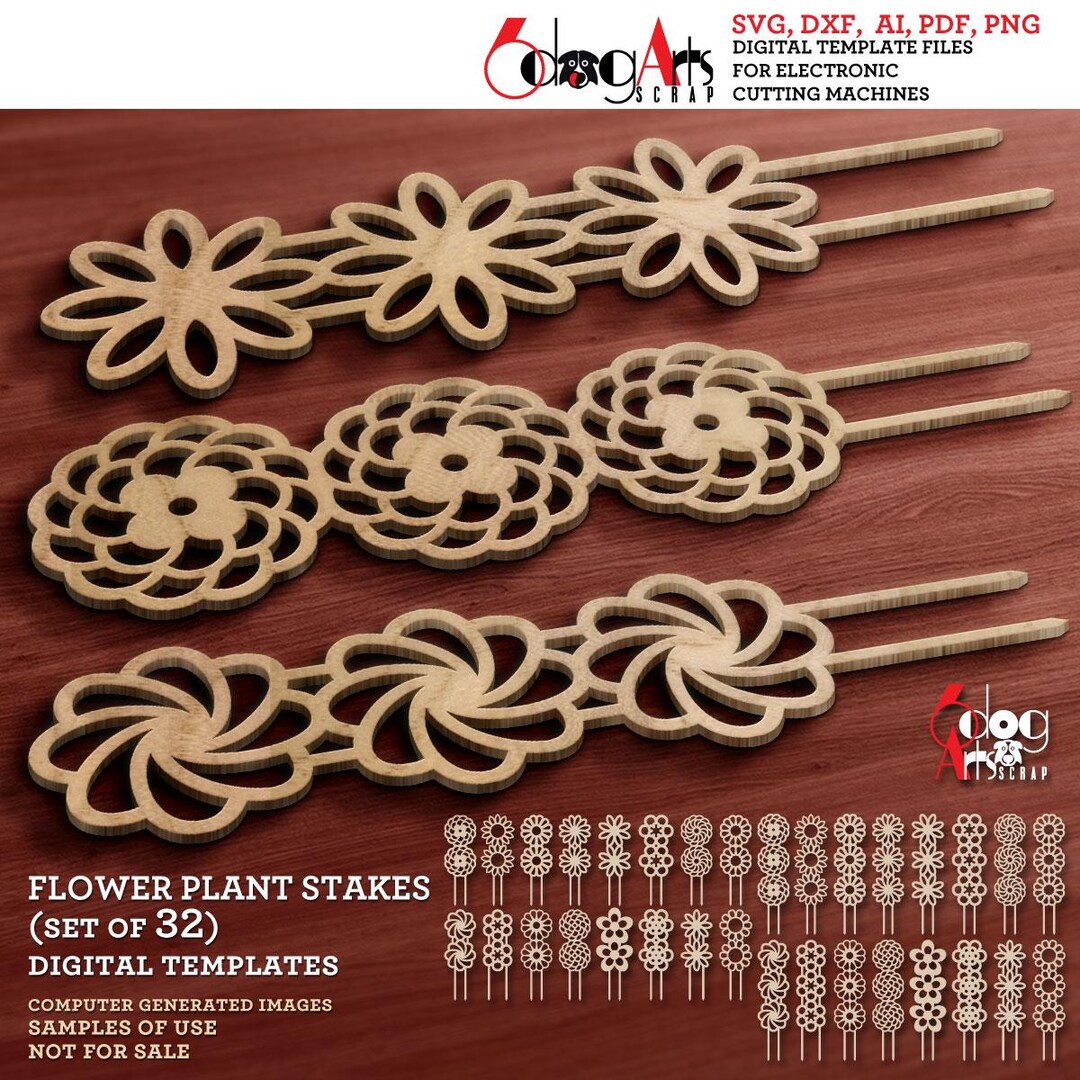 32 Flower Garden Trellis Stake Digital Templates Vector SVG DXF Files ...