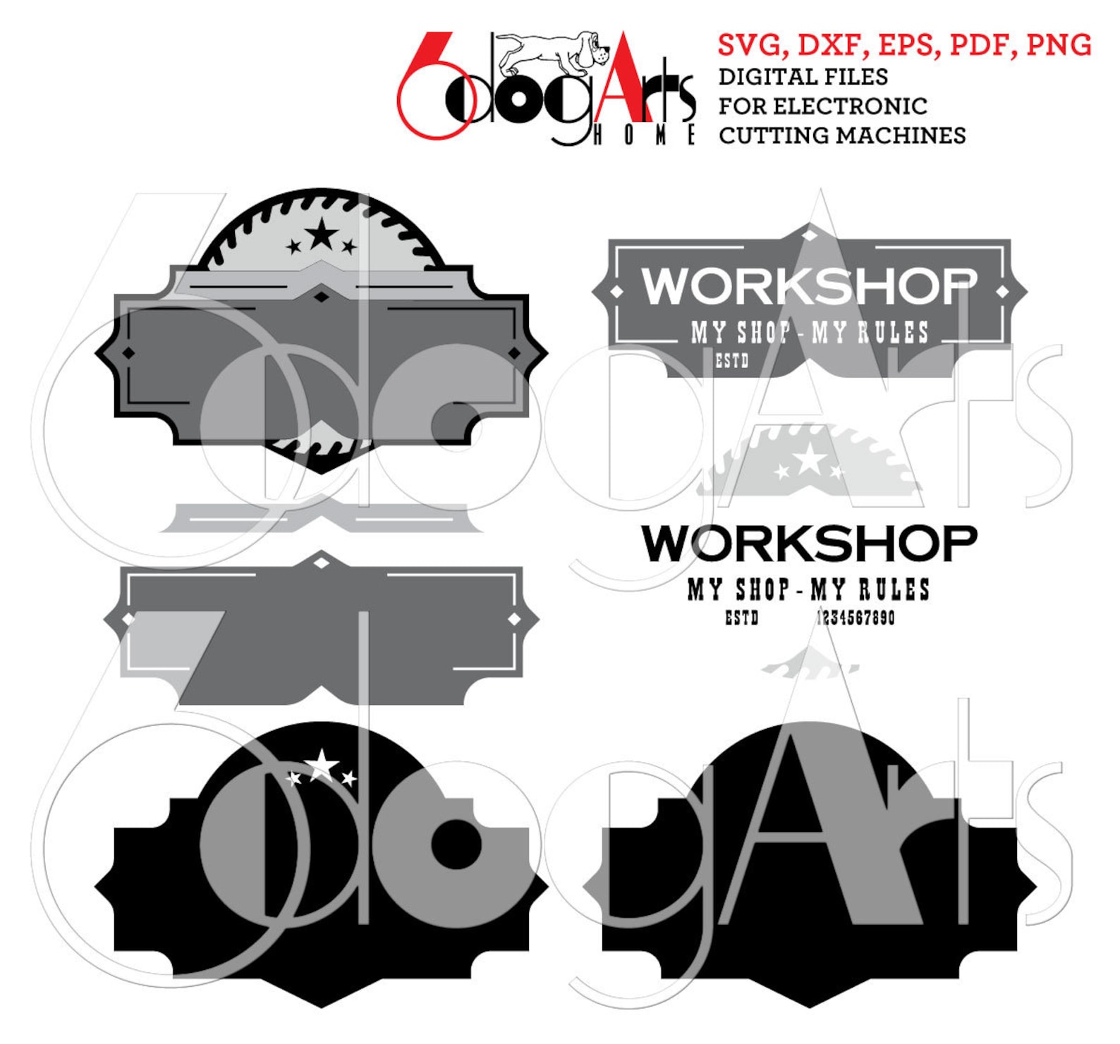 Workshop Door Sign Wall Decor Customizable Layered Template Digital SVG ...