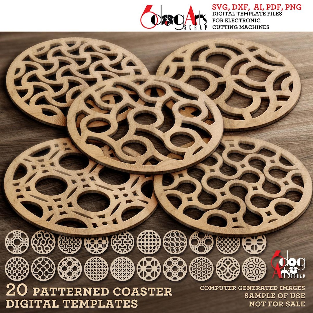 20 Patterned Coaster Trivet SVG DXF Templates Vector Digital Files ...