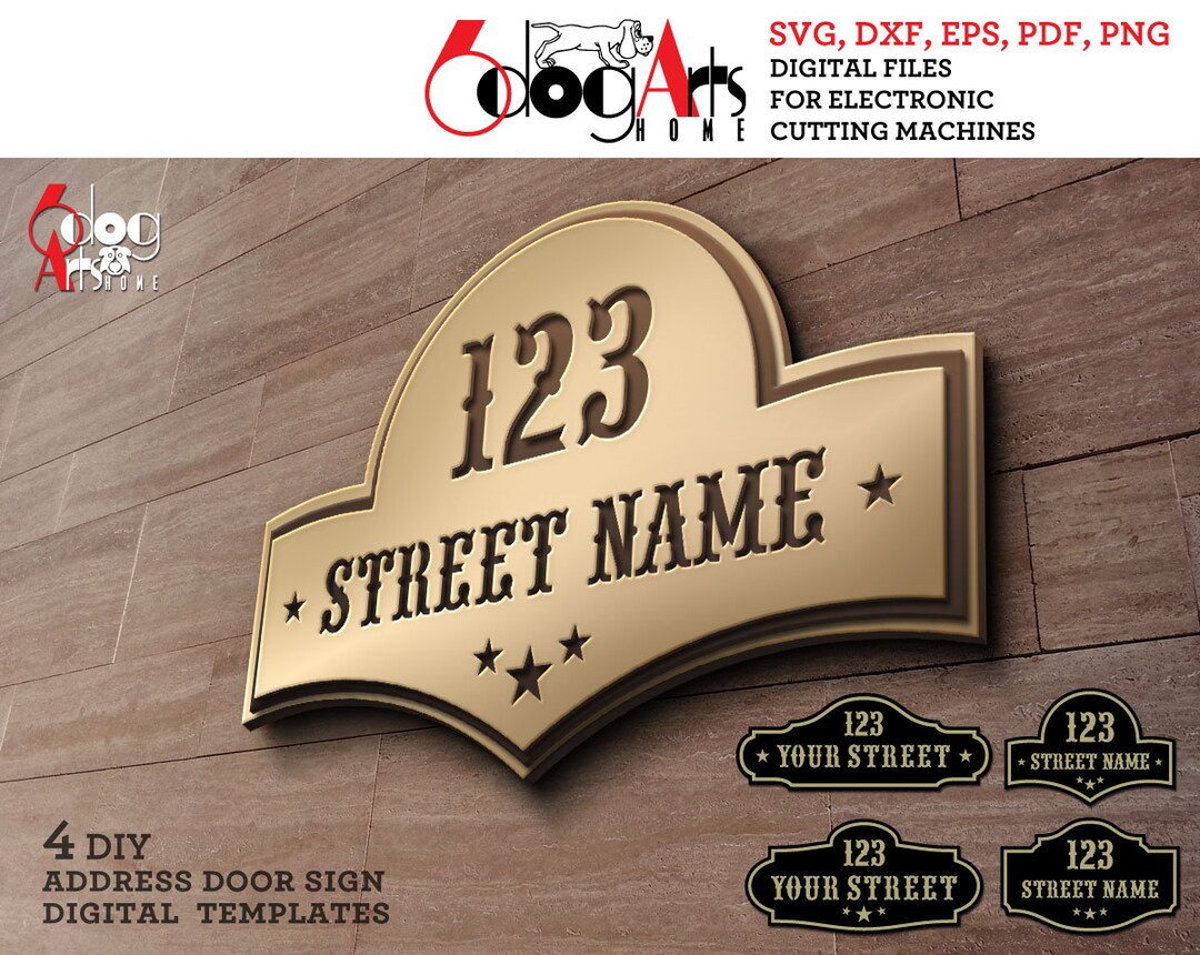4 DIY Address Door Sign Digital Templates Svg Dxf Vector Files - Etsy