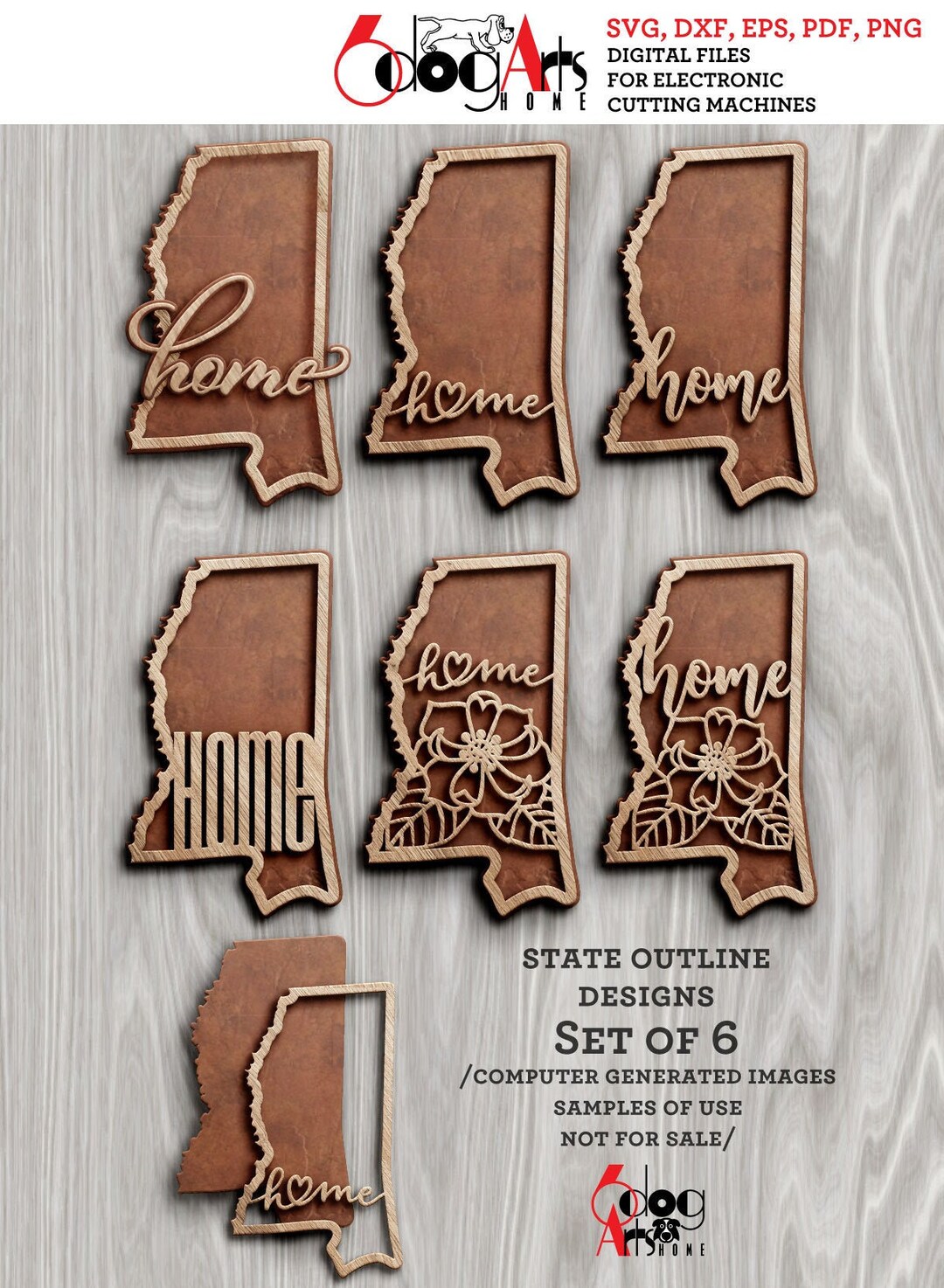 6 Mississippi State Outline Home Wall Decor Layered Templates Vector ...