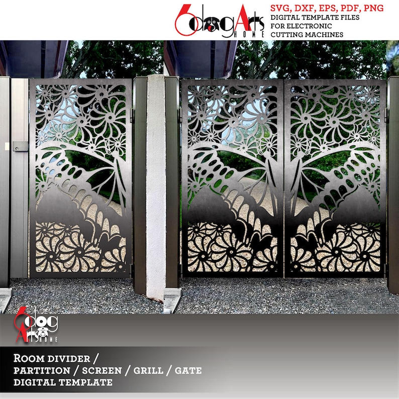 Butterfly Gate / Partition SVG / DXF Bundle Digital Template Files ...