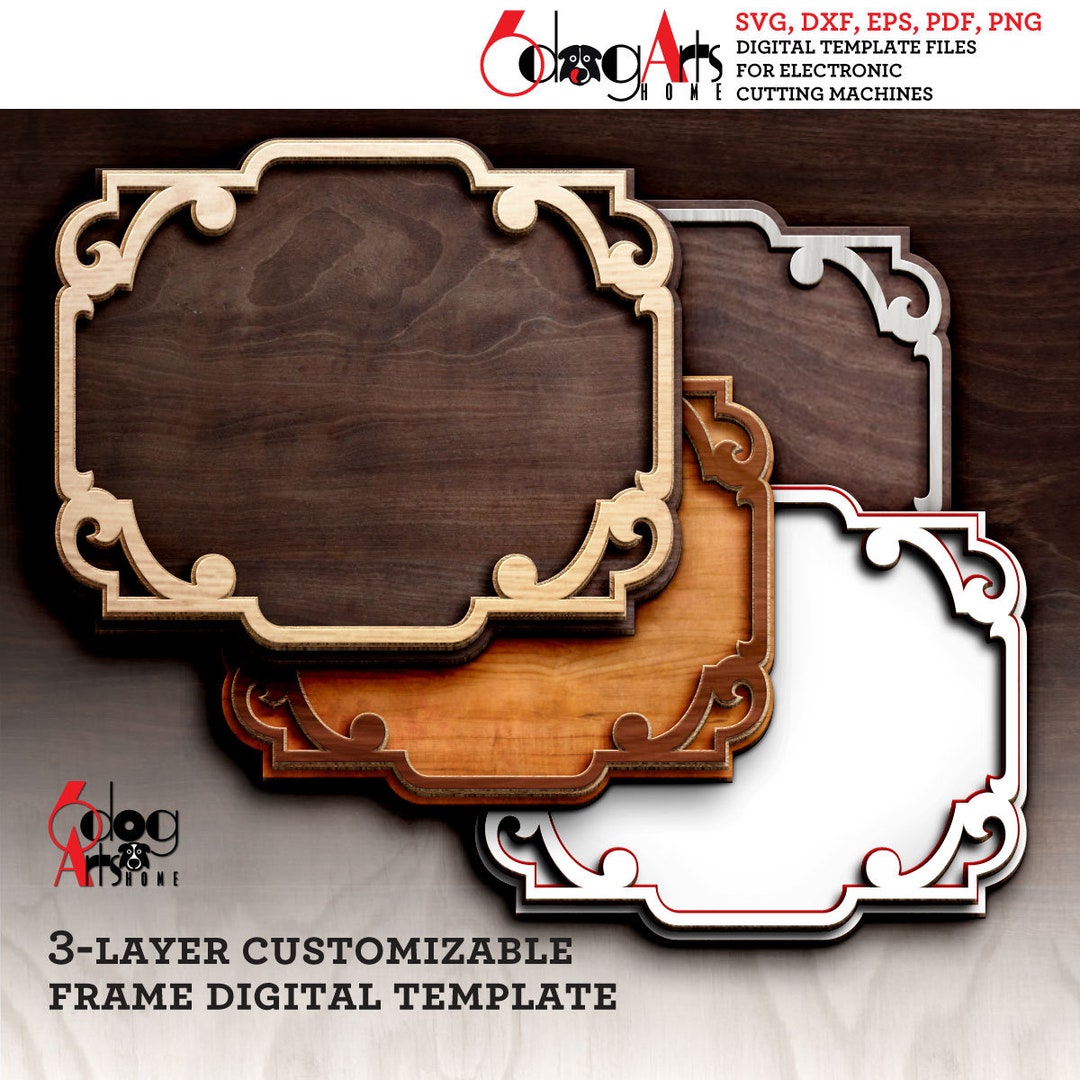 Layered Frame Template Vector Digital SVG DXF Files for Wood Cardboard ...