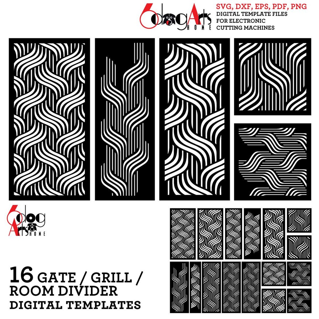 16 Wavy Gate / Partition SVG / DXF Bundle Digital Template Files ...