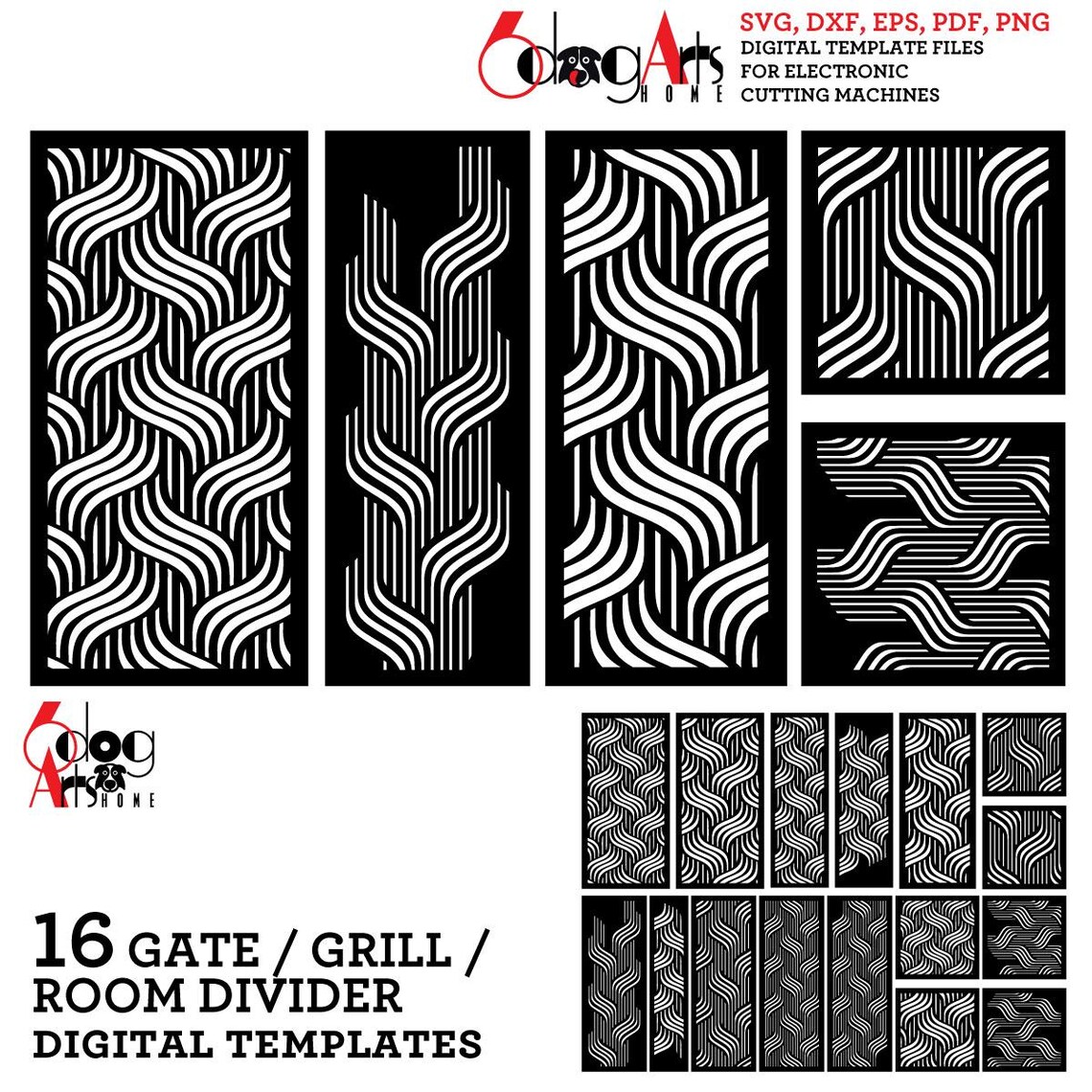 16 Wavy Gate / Partition SVG / DXF Bundle Digital Template Files ...