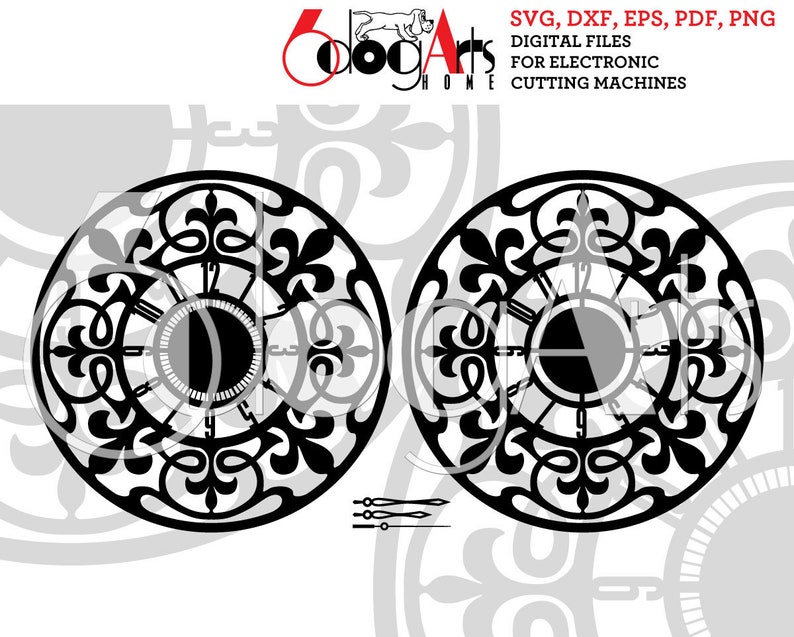 2 Filigree Wall Clock Templates Digital Vector Files Svg Dxf | Etsy