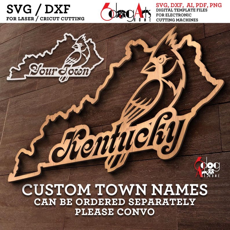 Kentucky State & Custom Town Names SVG / DXF Digital Templates for ...