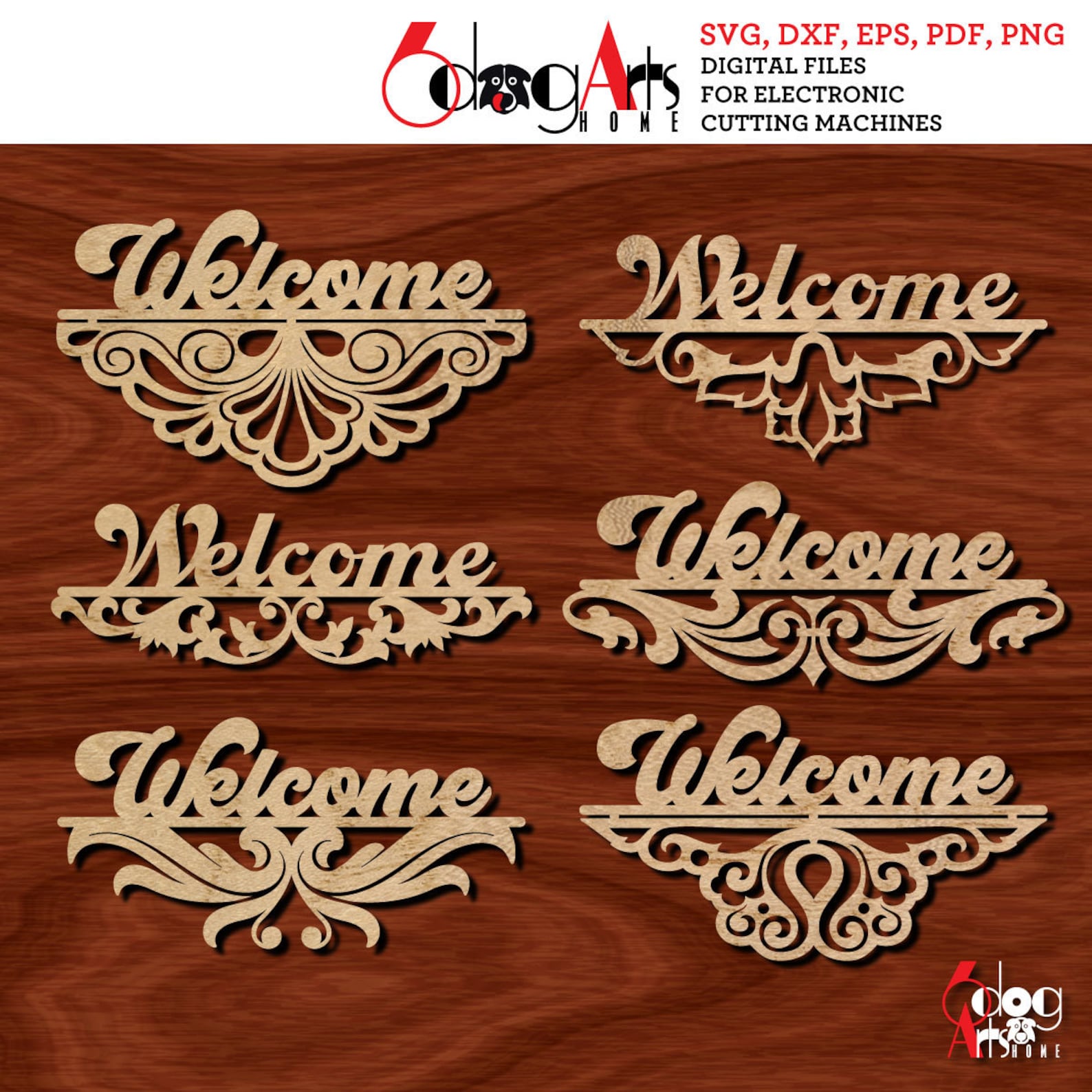 6 Welcome Door Sign Templates Digital Vector Files Svg Dxf Instant ...