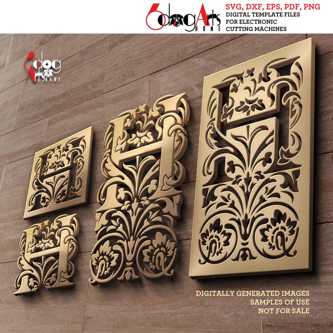 6 Monogram Letter H Templates Digital Vector Files Svg Dxf Instant ...
