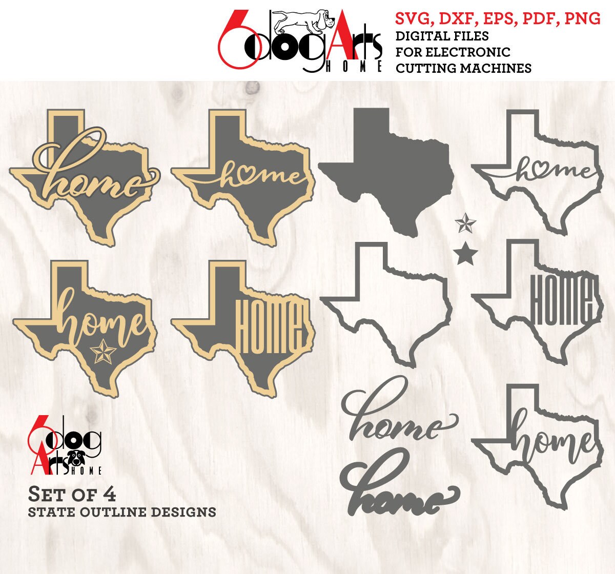 4 Texas State Outline Home Wall Decor Layered Templates Vector - Etsy