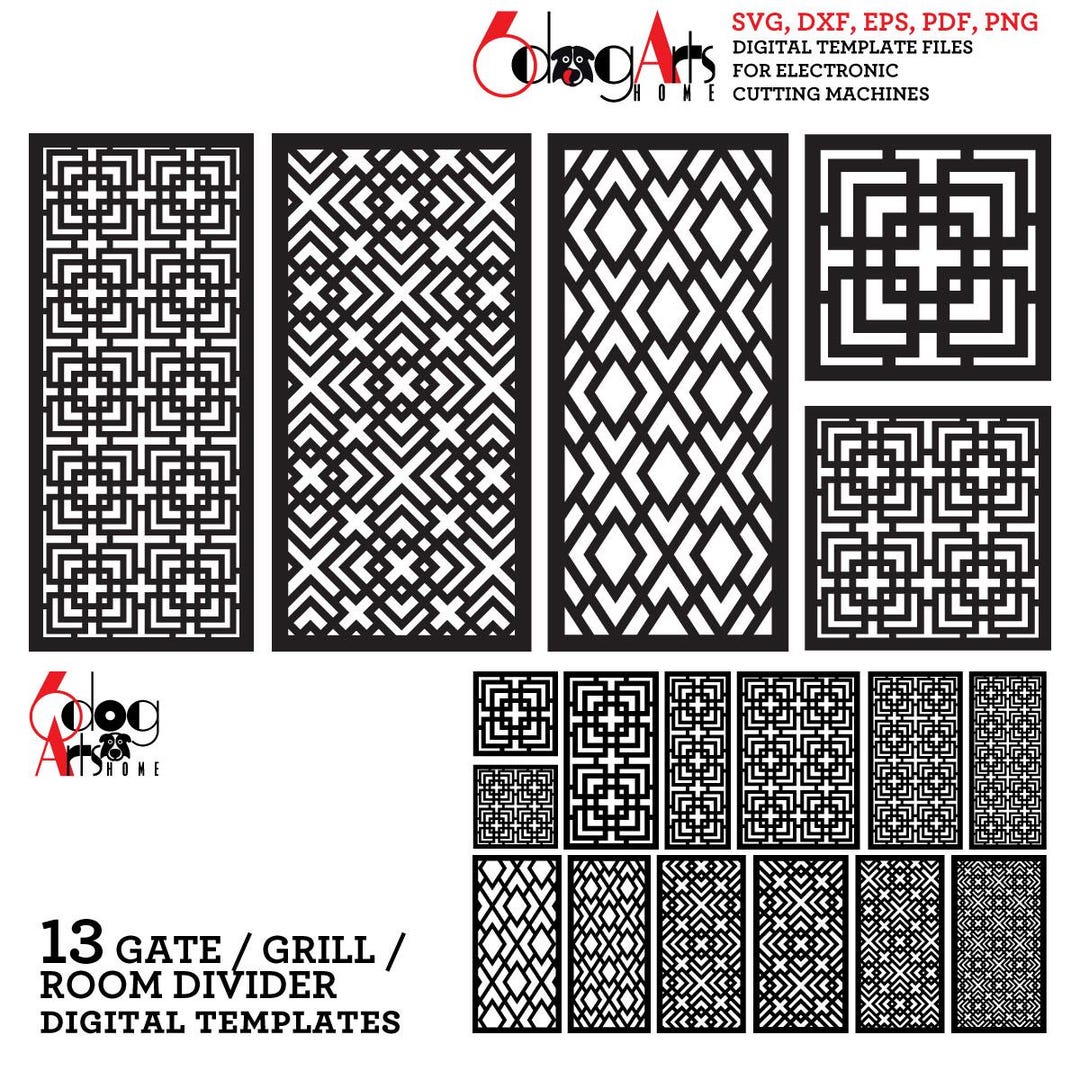 13 SVG Bundle: Geometric Pattern Grill Room Screen Divider Partition ...