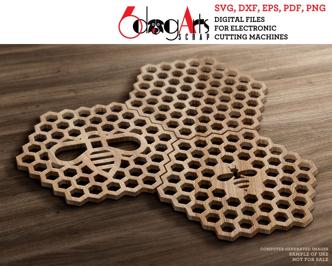 12 Bee Hexagonal Coaster Grill Trivet Templates Vector Digital - Etsy