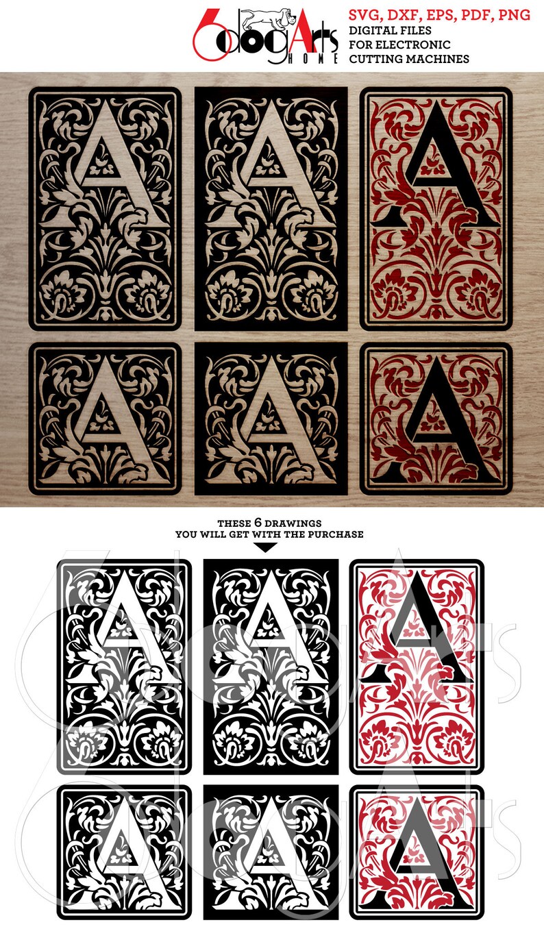 Monogram Letter A 6 Templates Bundle: William Morris Style (digital ...